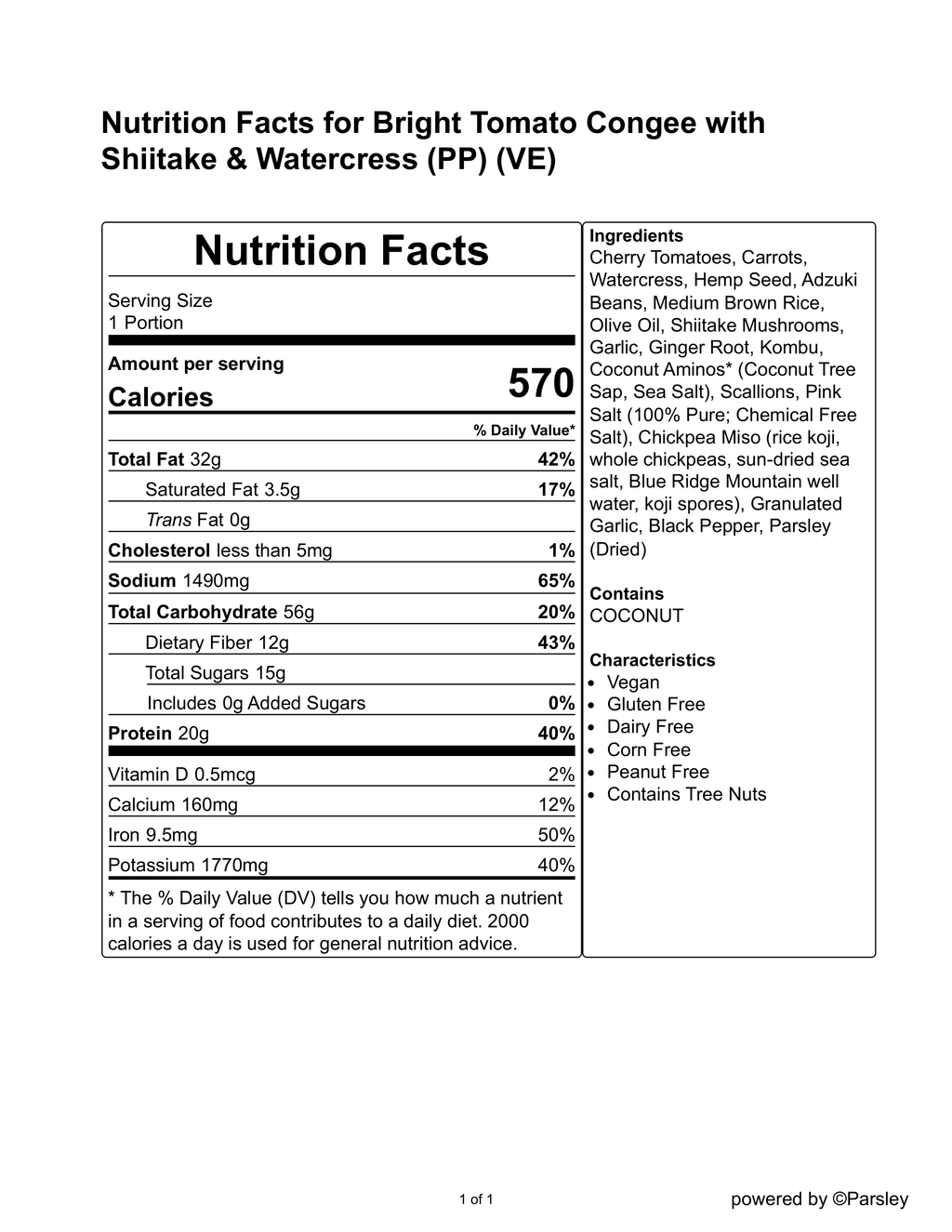 Bright Tomato Congee with Shiitake & Watercress (PP) (VE) – Chiyo