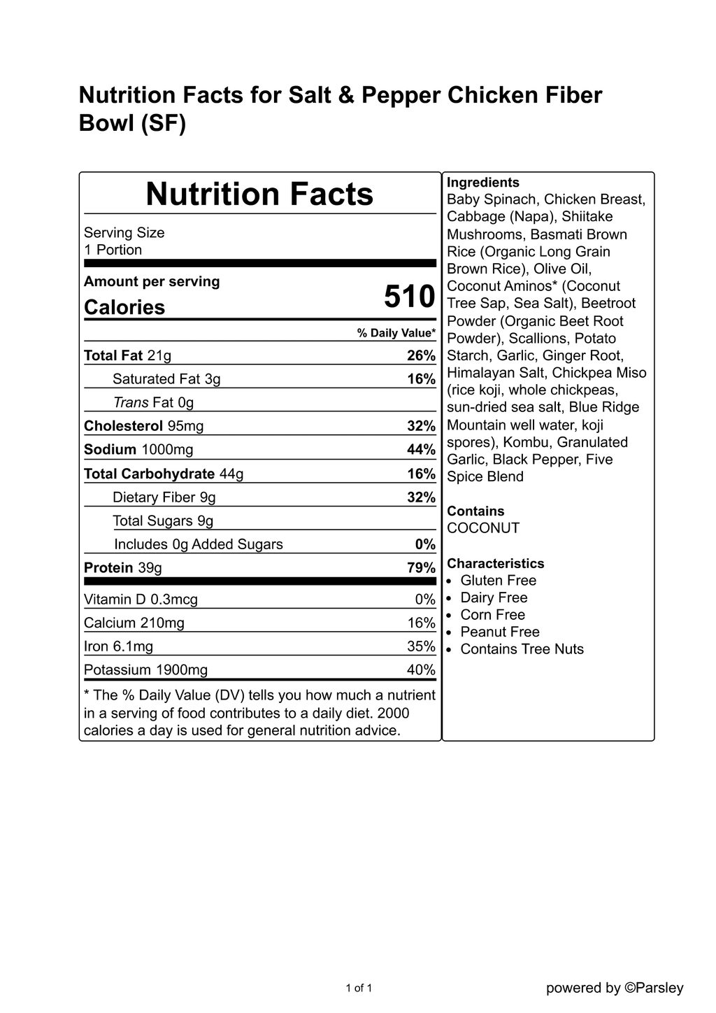 Salt & Pepper Chicken Fiber Bowl (SF) – Chiyo